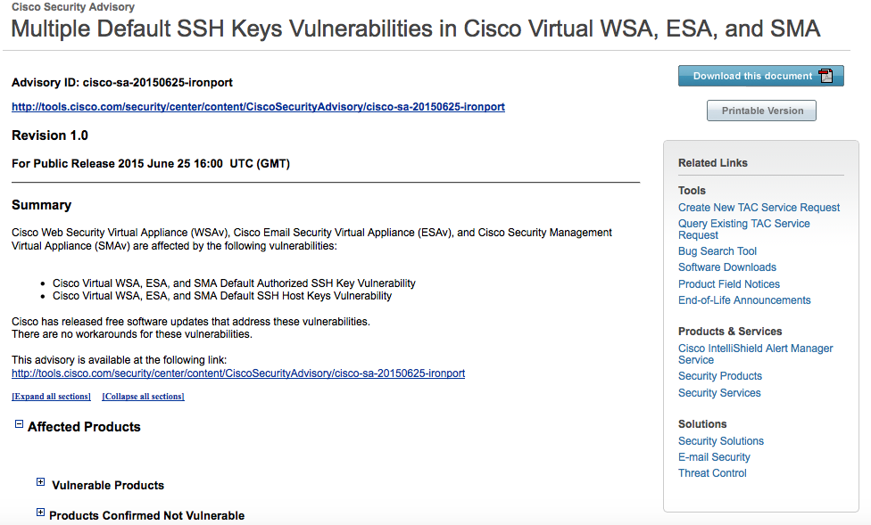 Cisco Issues Patches For Multiple Default SSH Keys Vulnerabilities Cisco Issues Patches For Multiple Default SSH Keys Vulnerabilities